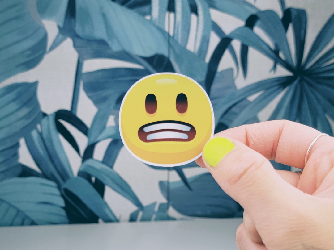 Nervous Emoji Sticker, Vinyl, Laptop Sticker, Waterproof Sticker ...