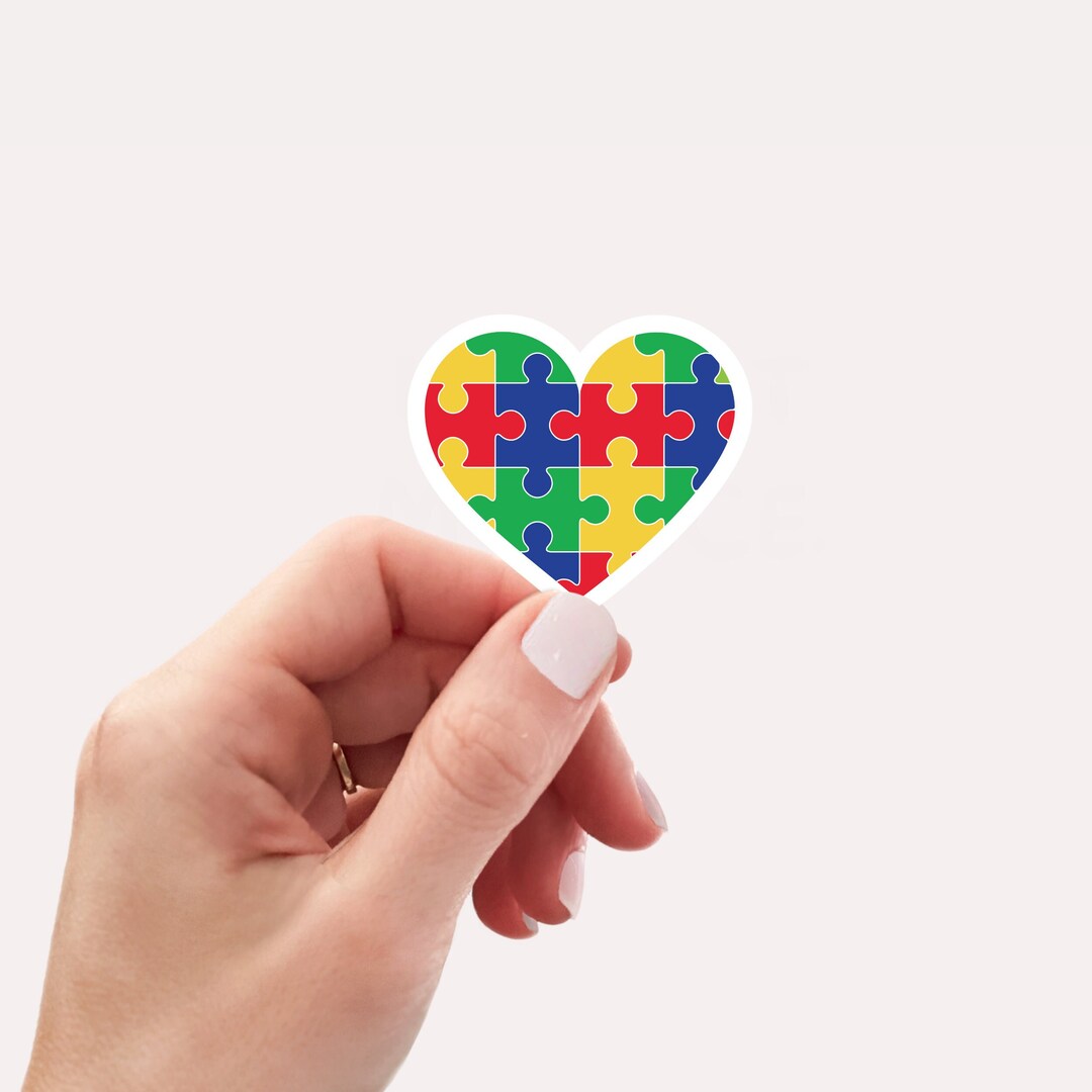Autism Heart Sticker, Vinyl, Laptop Decals, Water Bottle Sticker ...