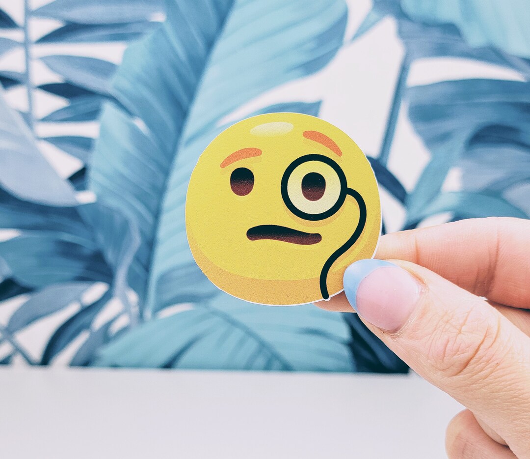 Monocle Emoji Sticker, Vinyl, Laptop Sticker, Funny Sticker, Tumbler ...
