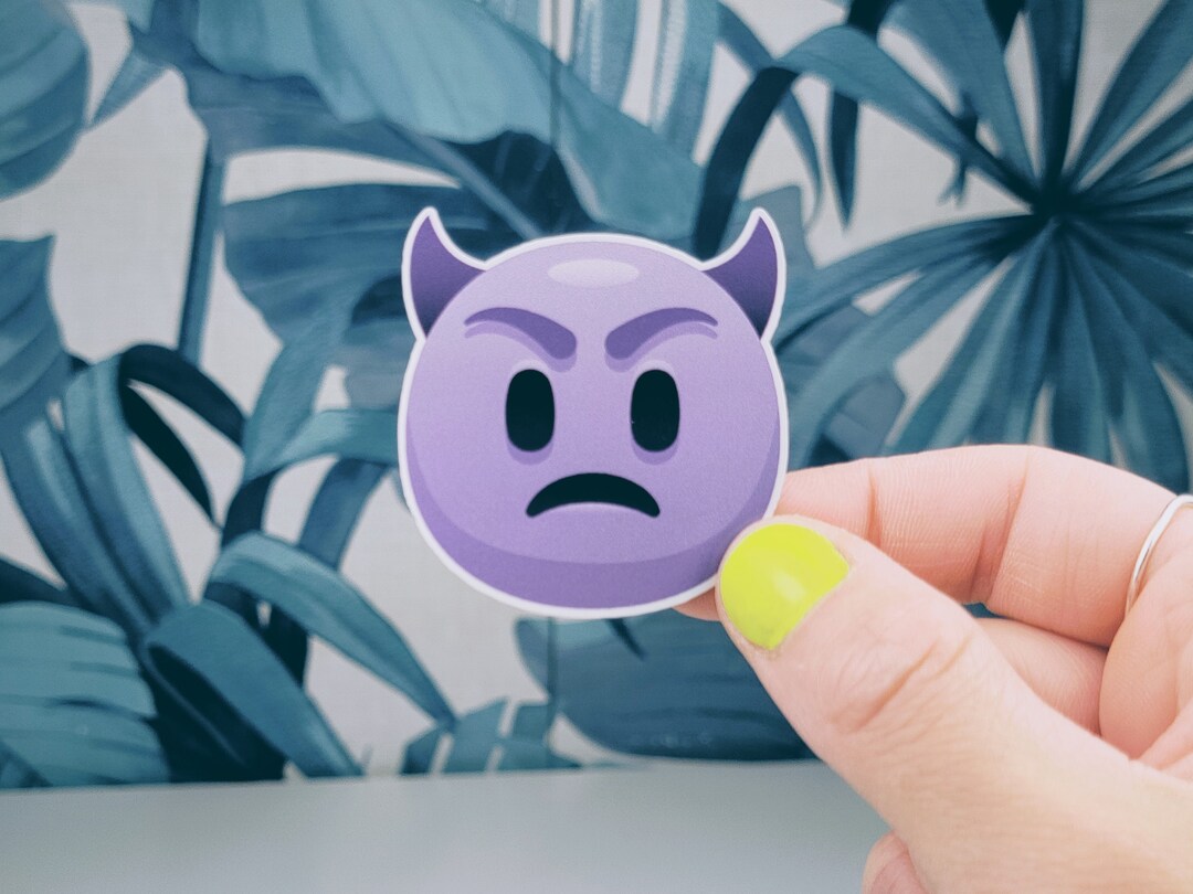 Devil Emoji Sticker, Vinyl, Laptop Sticker, Funny Sticker, Tumbler ...