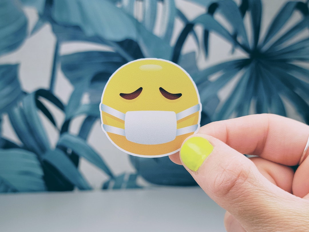 Face Mask Emoji Sticker: Glossy Vinyl, Water Resistant - Etsy