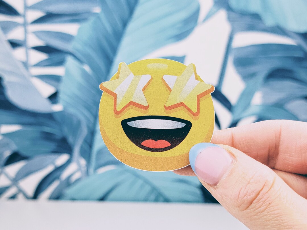 Star Struck Emoji Sticker, Vinyl, Laptop Sticker, Funny Sticker ...