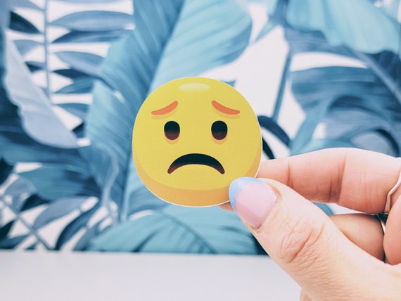 Sad Emoji Sticker Vinyl Laptop Sticker Funny Sticker - Etsy