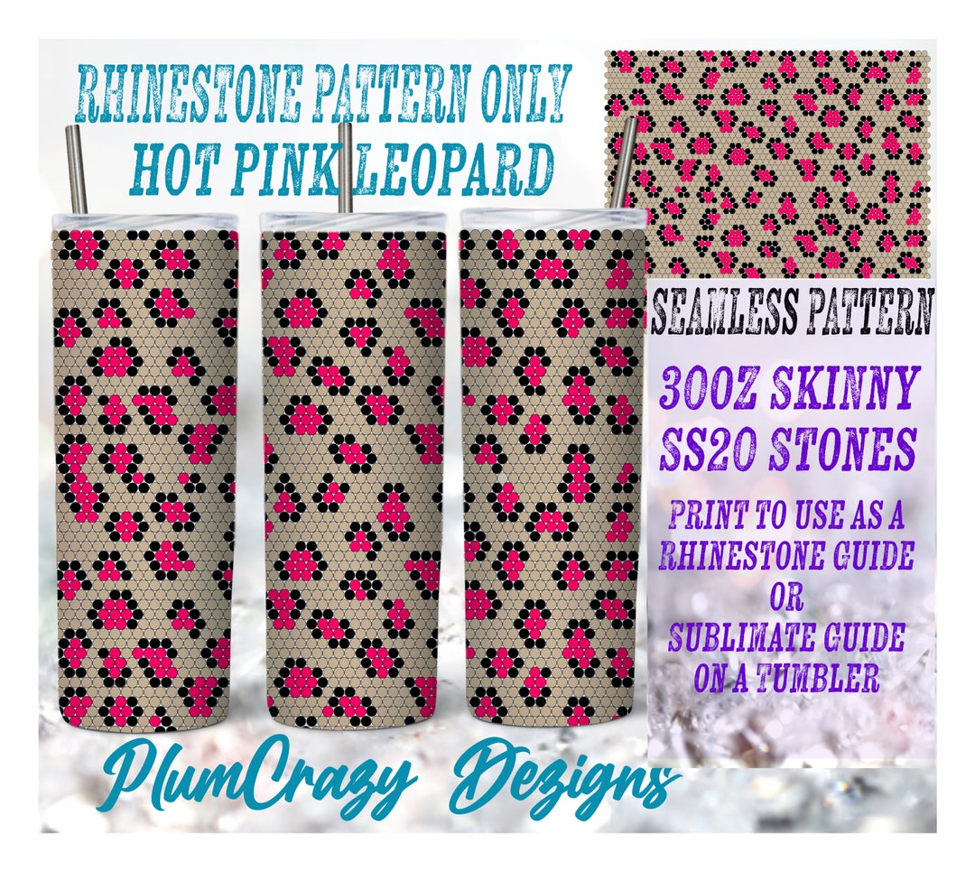 30ss 20oz Hot Pink Leopard Seamless Rhinestone Pattern, Rhinestone ...