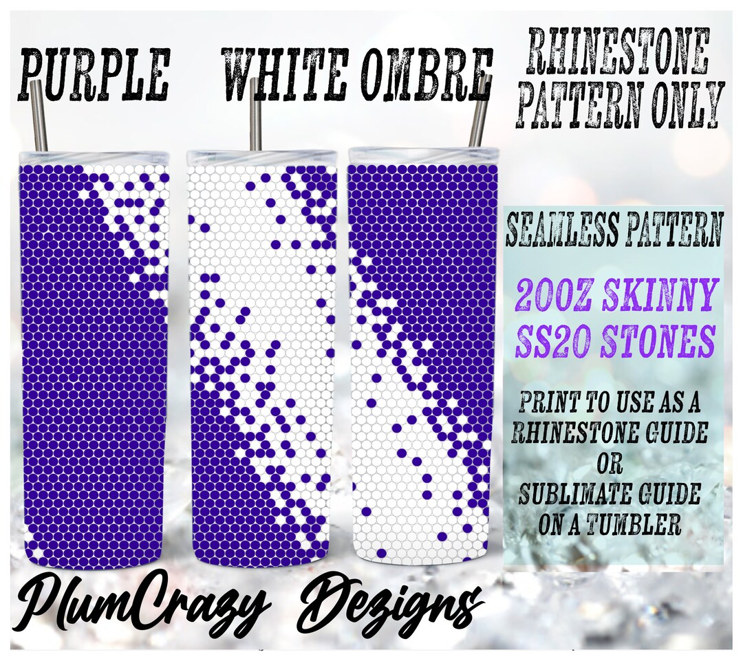20oz 20ss Purple and White Seamless Rhinestone Pattern, Rhinestone ...