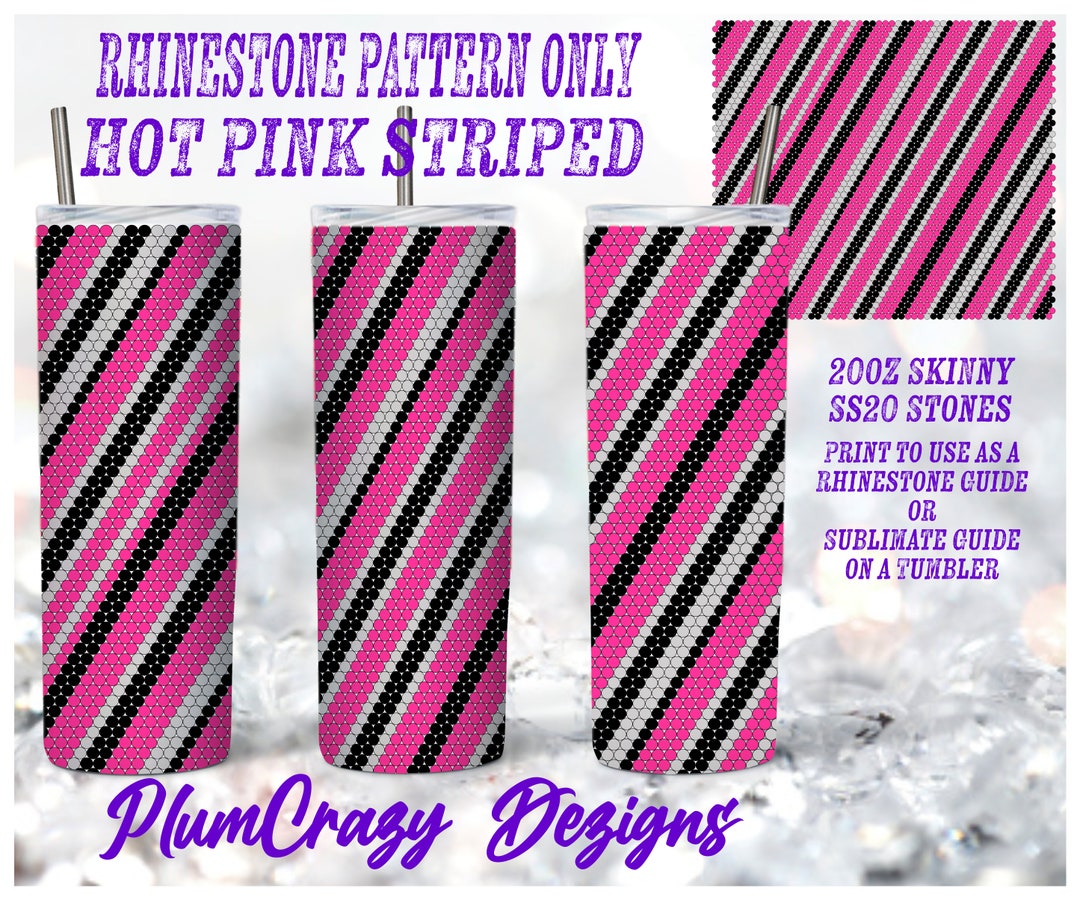 20SS 20oz Hot Pink Striped Seamless Rhinestone Pattern, Rhinestone ...