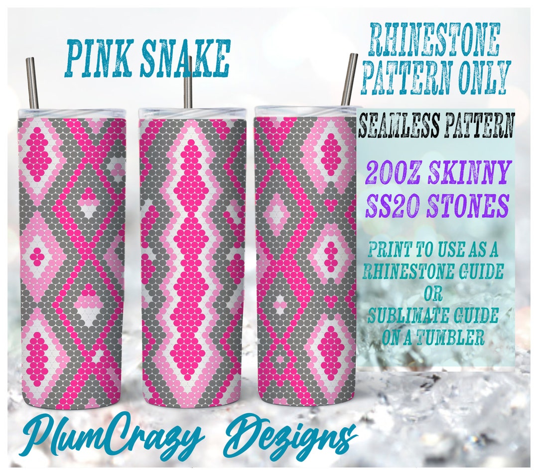 20oz 20ss Gray and Pink Snake Skin Rhinestone Template, Rhinestone ...
