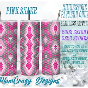 20oz 20ss Gray and Pink Snake Skin Rhinestone Template, Rhinestone ...