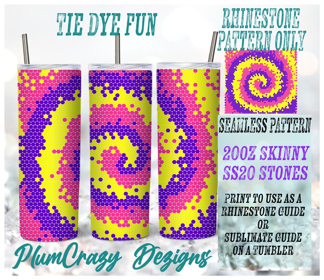 20oz 20ss Tie Dye Fun Rhinestone Template, Rhinestone Tumbler Pattern ...