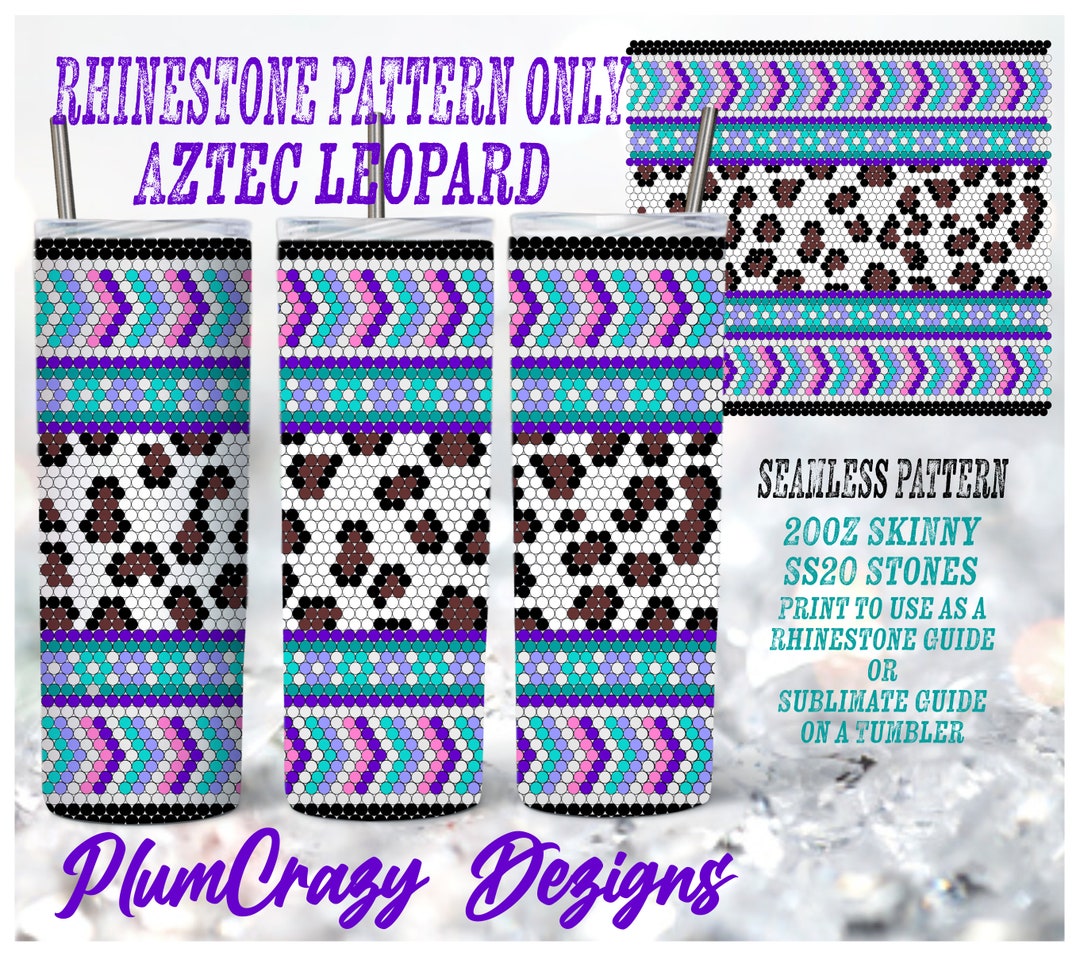 20ss 20oz Aztec Leopard Seamless Rhinestone Pattern, Rhinestone ...