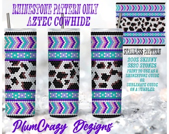 20ss 20oz Aztec Leopard Seamless Rhinestone Pattern, Rhinestone ...