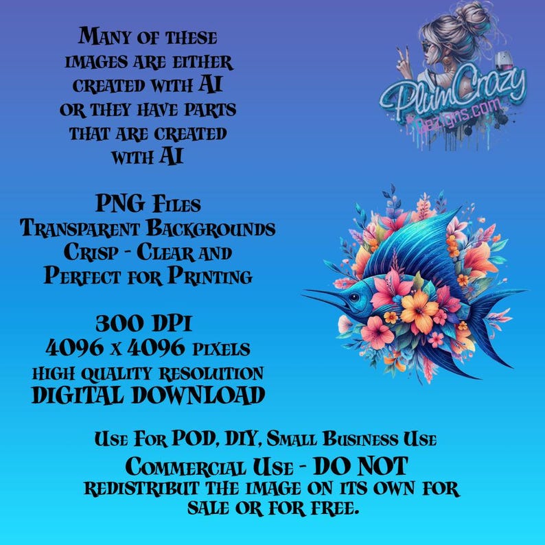 Sailfish PNG, Marlin Clipart, Floral Fish Png, Tropical Png, Boho ...