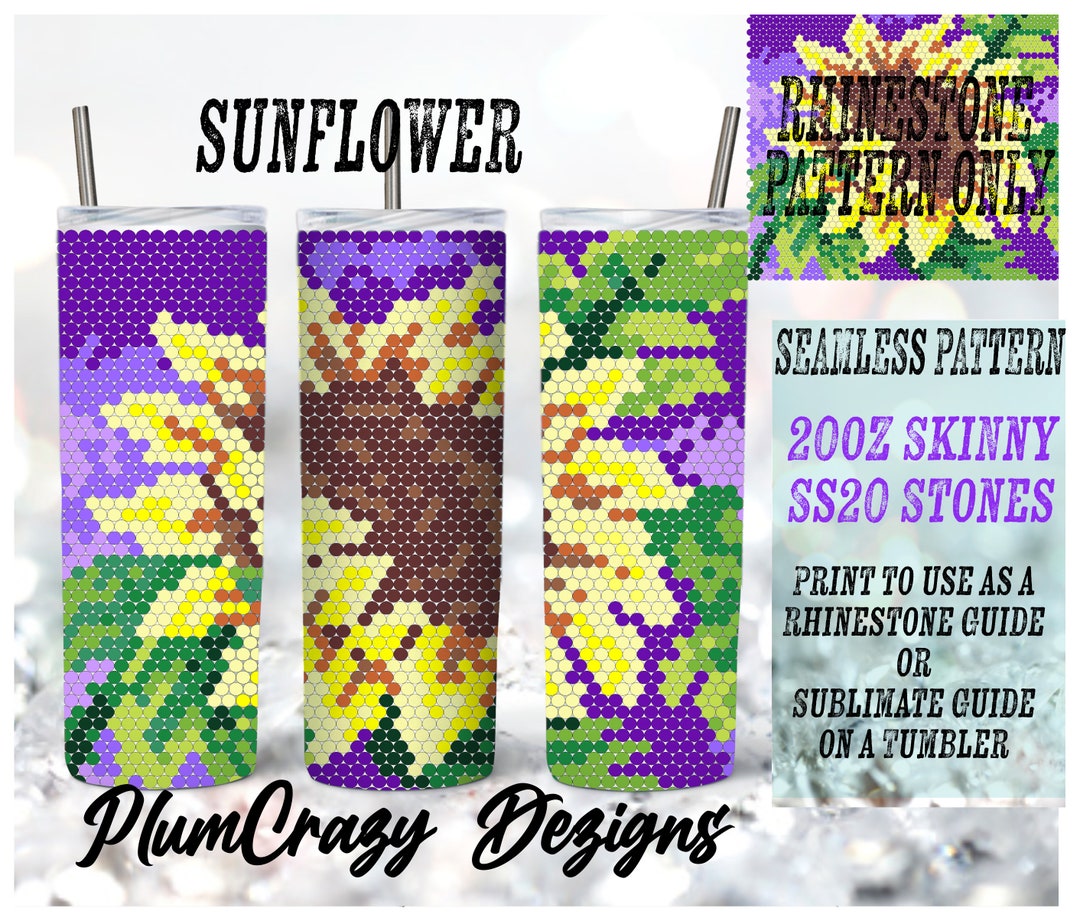 20oz, Ss20 Large Sunflower Rhinestone Template, Rhinestone Tumbler ...