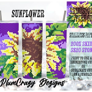 20oz, Ss20 Large Sunflower Rhinestone Template, Rhinestone Tumbler ...