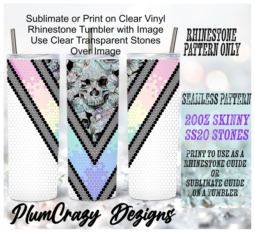 20oz Ss20 Rainbw Skull V Split Halloween Rhinestone Template With Image ...