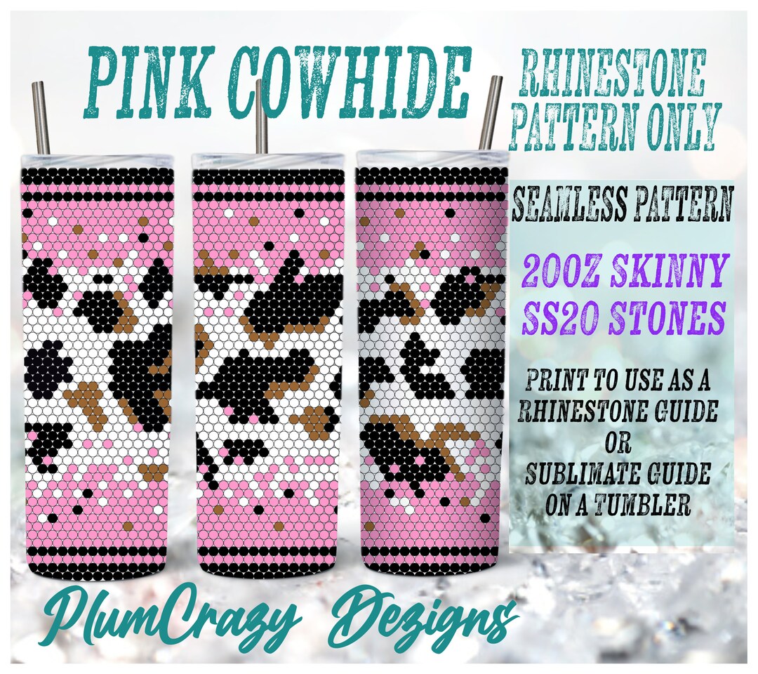 20oz 20ss Pink Cowhide Rhinestone Template, Rhinestone Tumbler Pattern ...