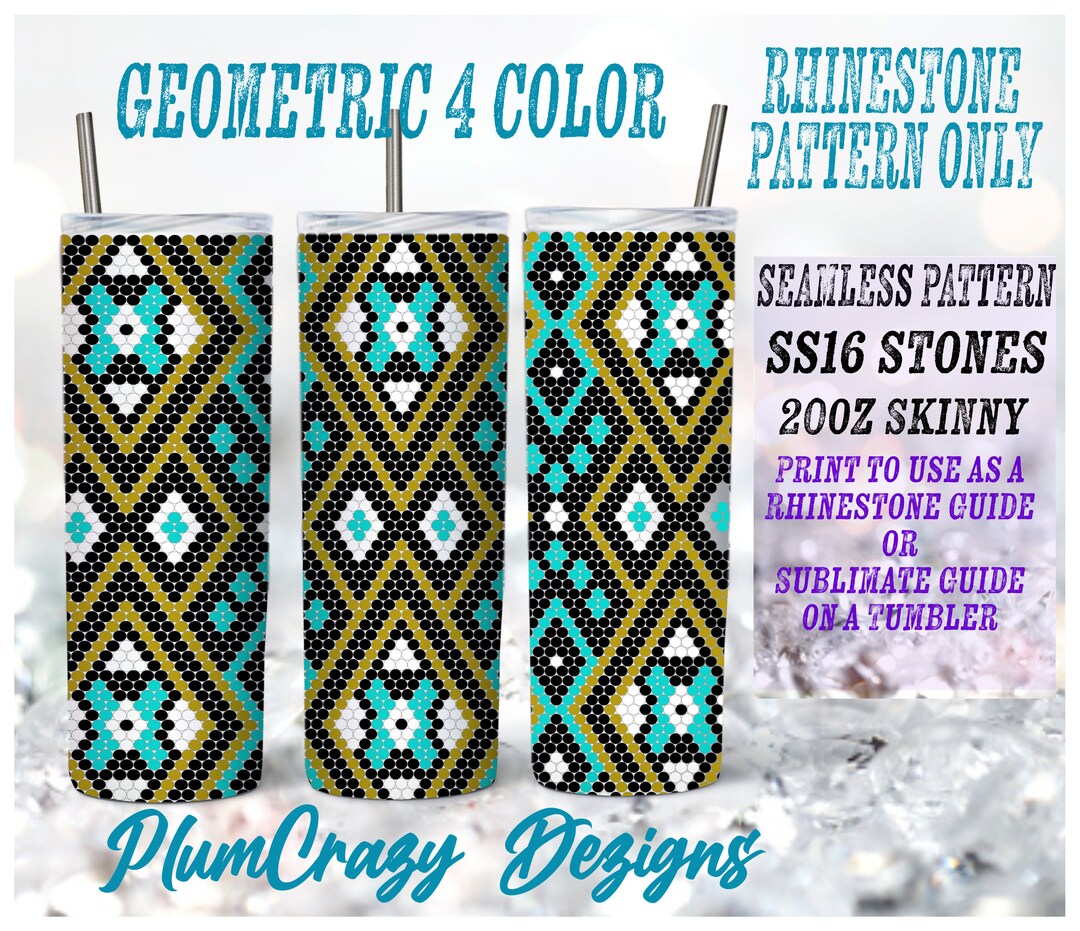 16ss 20oz Skinny Geometric 4 Color Seamless Rhinestone Pattern ...