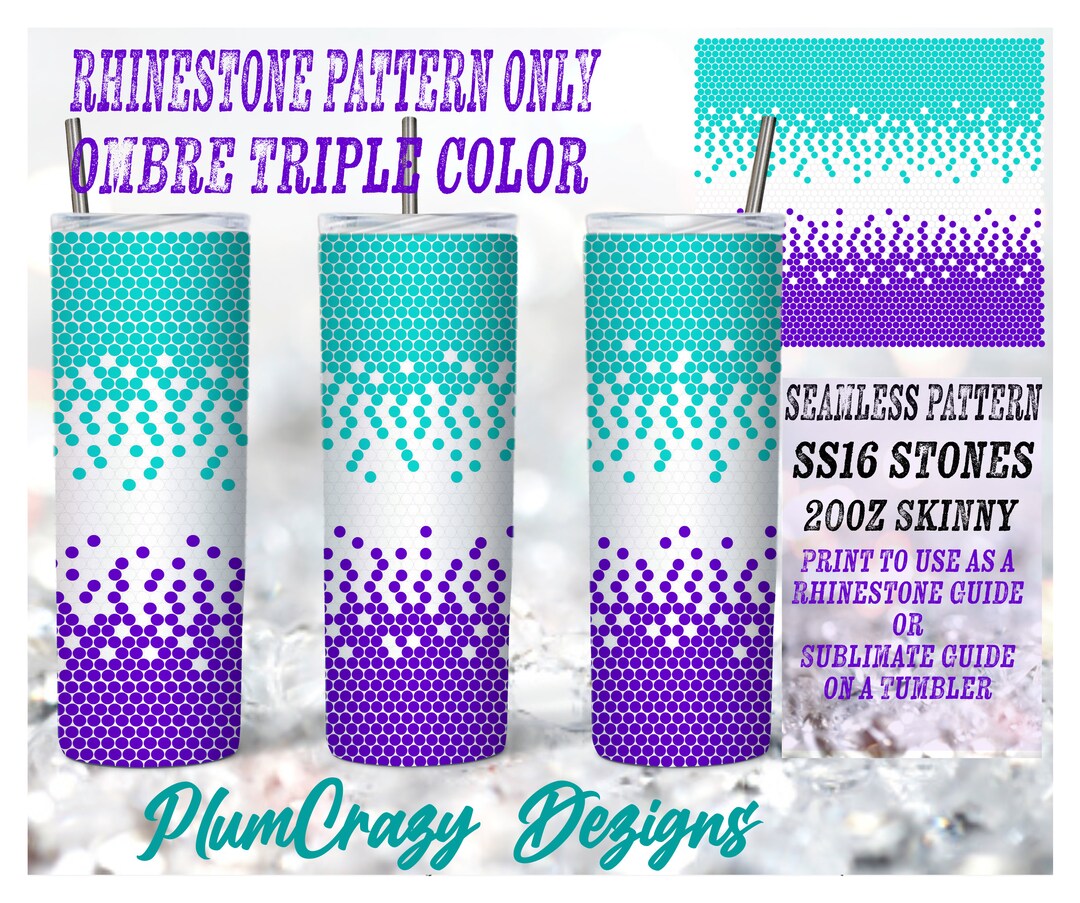 20oz 16ss Ombre Triple Color Rhinestone Tumbler Pattern, PNG Rhinestone ...