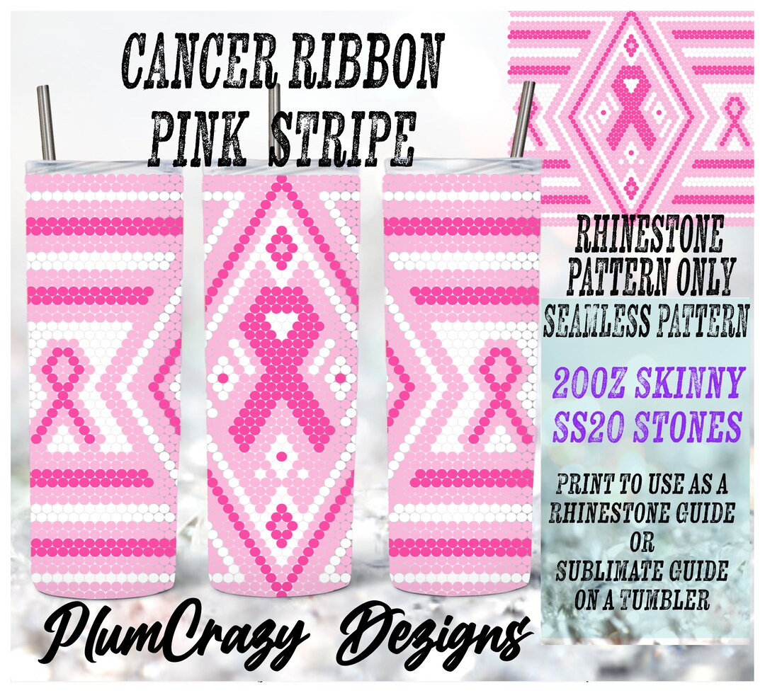 20oz Ss20 Pink Breast Cancer Ribbons and Diamonds Rhinestone Template ...