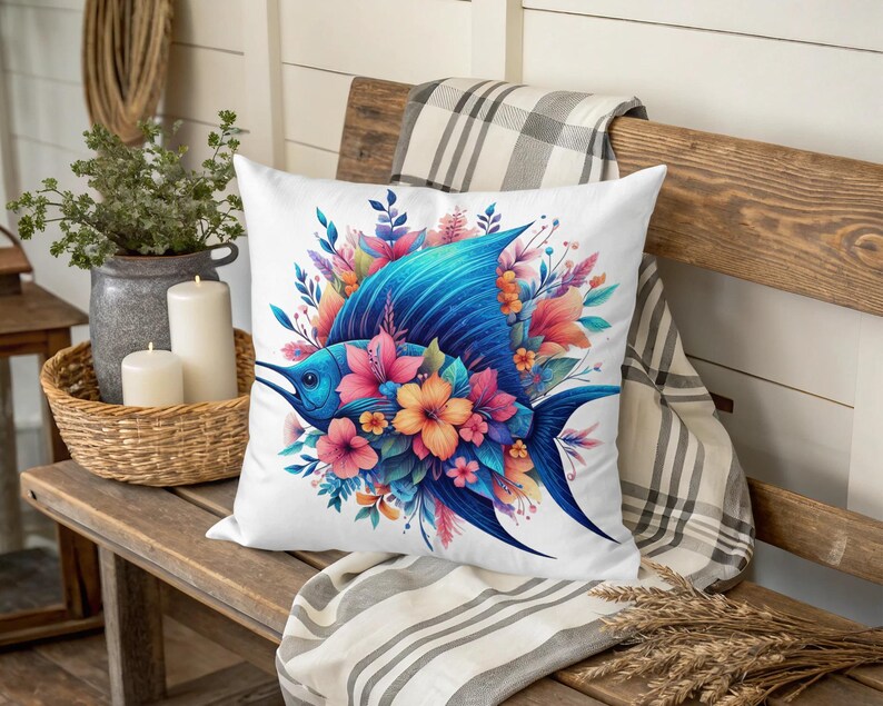 Sailfish PNG, Marlin Clipart, Floral Fish Png, Tropical Png, Boho ...