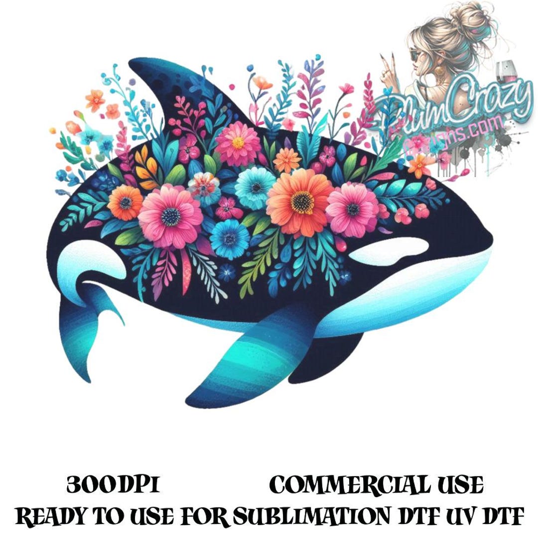 Floral Orca Png, Killer Whale Png, Ocean Png, Digital Download PNG 300 ...