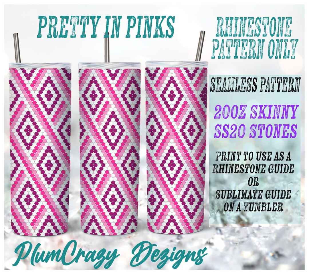 20oz 20ss Pretty in Pinks Rhinestone Template, Rhinestone Tumbler ...