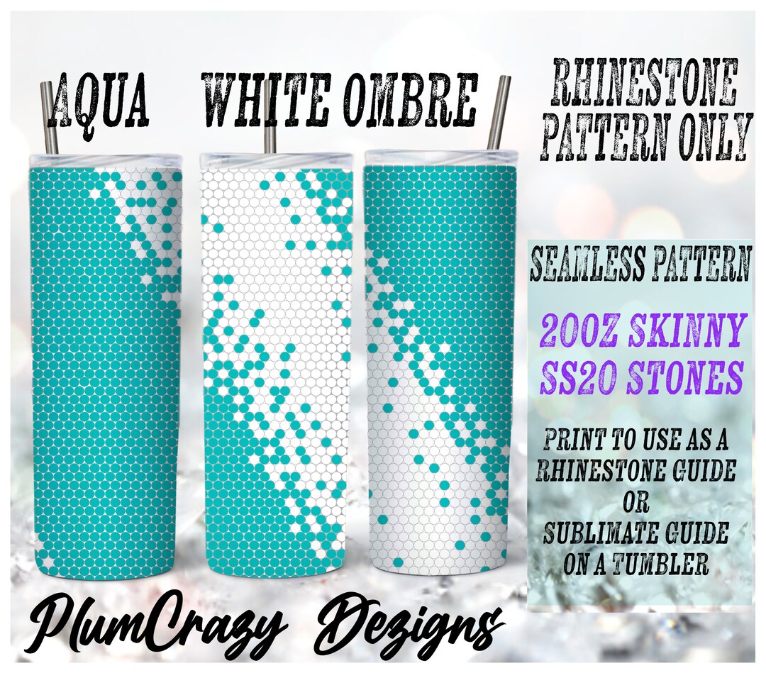 20oz, Ss20 Aqua and White Ombre Rhinestone Template, Rhinestone Tumbler ...