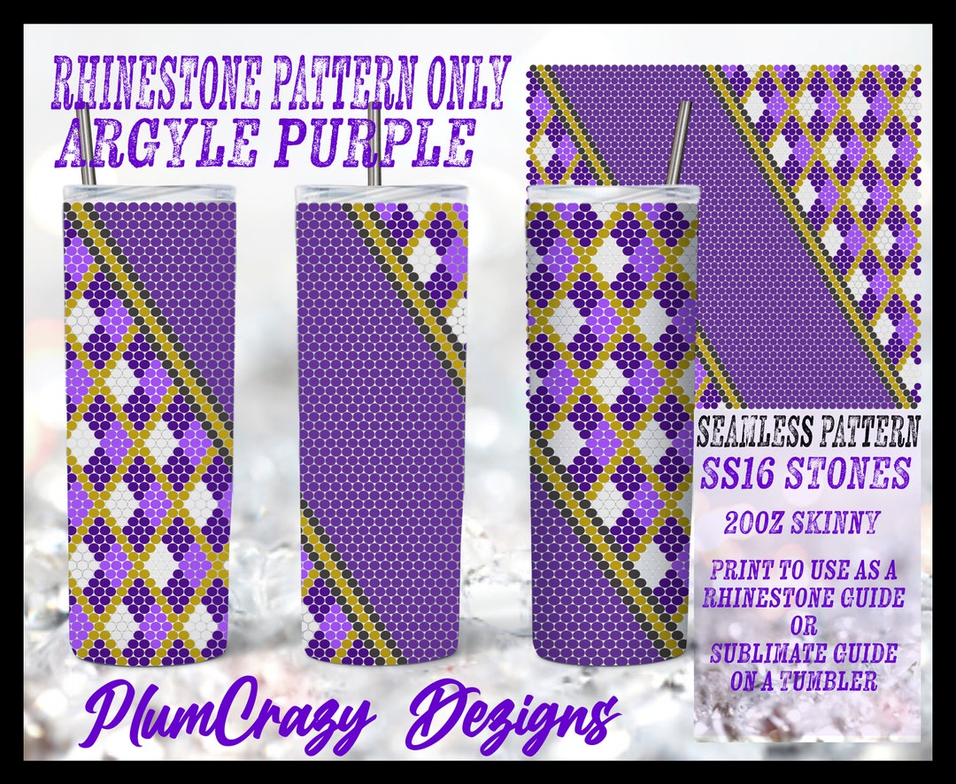 16ss 20oz Argyle Purple and Gold Seamless Rhinestone Pattern ...