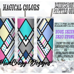 20oz, Ss20 Magical Colors Rhinestone Template, Rhinestone Tumbler ...