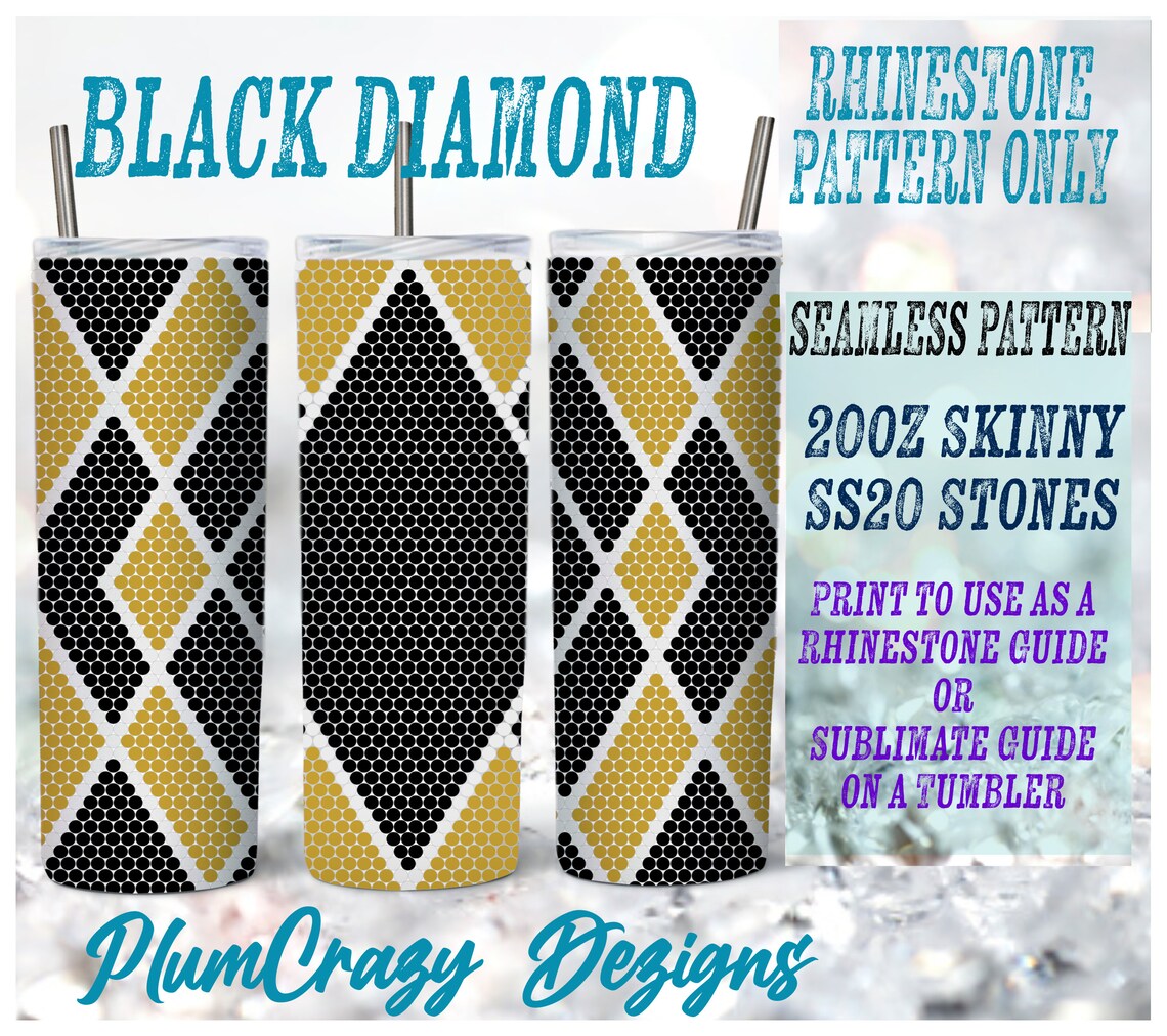 20ss 20oz Black Gold Diamond Seamless Rhinestone Pattern - Etsy
