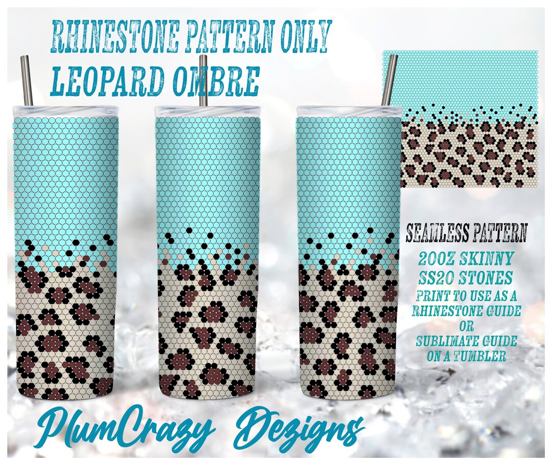 20oz 20ss Leopard Ombre Rhinestone Template, Rhinestone Tumbler Pattern ...