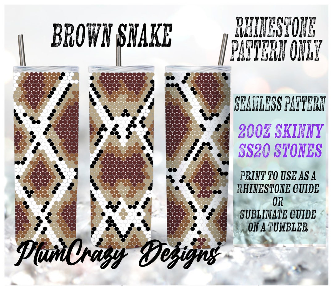 20oz 20ss Brown, Gold, Black, White Snake Pattern Seamless Rhinestone ...
