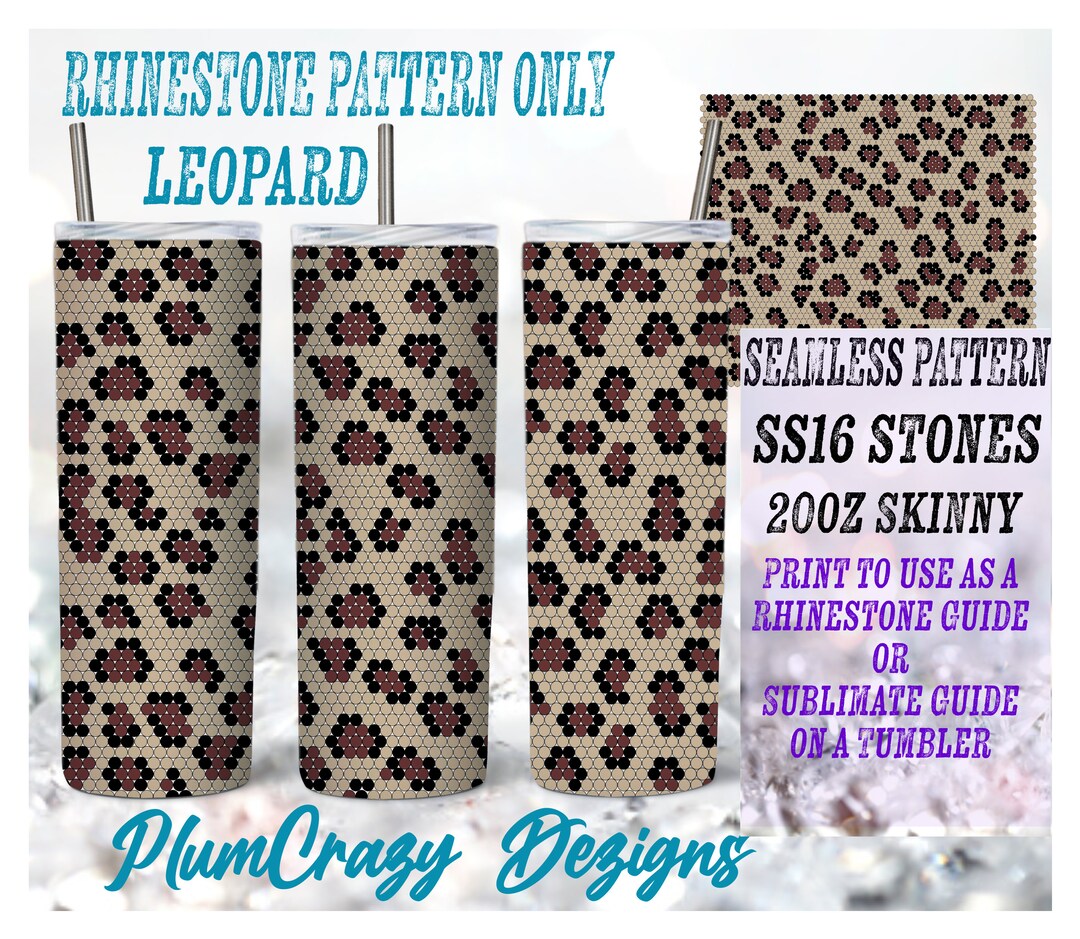 20oz 16ss Leopard Seamless Rhinestone Pattern, Rhinestone Template, 20 ...