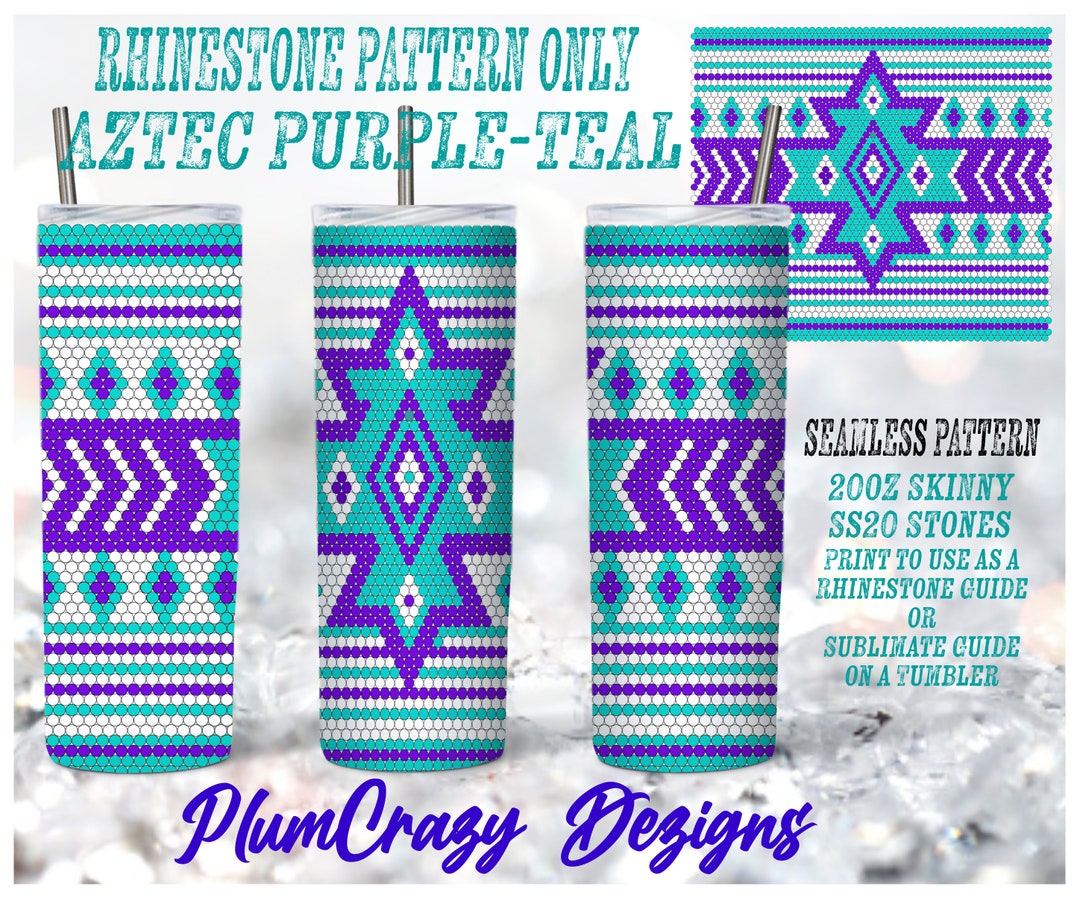Aztec Teal and Purple Seamless Rhinestone Pattern, Rhinestone Template ...