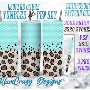 20ss 20 Skinny Leopard Ombre Tumbler and Pen Set Rhinestone Pattern ...