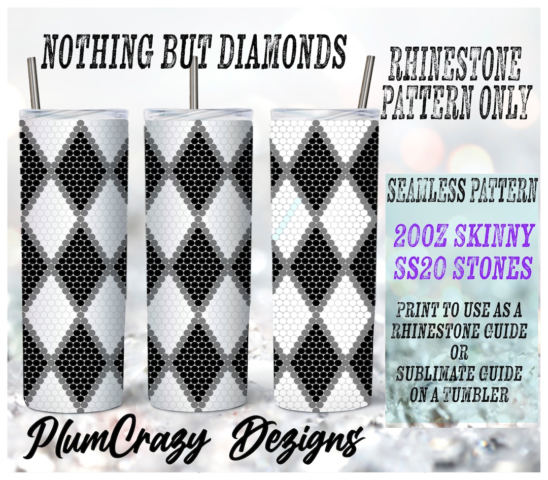 20oz 20ss 4 Color Diamonds Seamless Rhinestone Pattern, Rhinestone ...