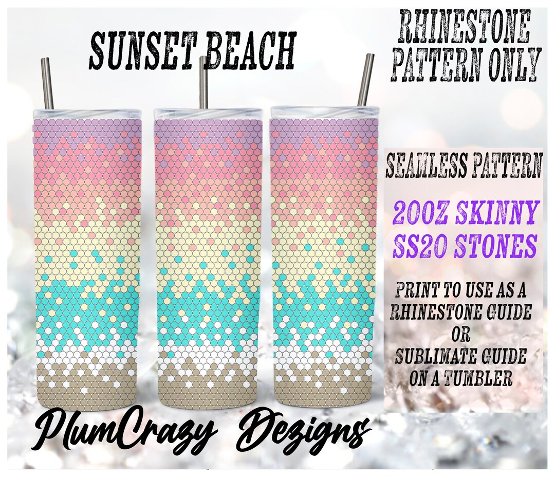 Sunset Beach 20oz 20ss Rhinestone Template, Rhinestone Tumbler Pattern ...