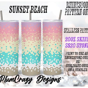 Sunset Beach 20oz 20ss Rhinestone Template, Rhinestone Tumbler Pattern ...