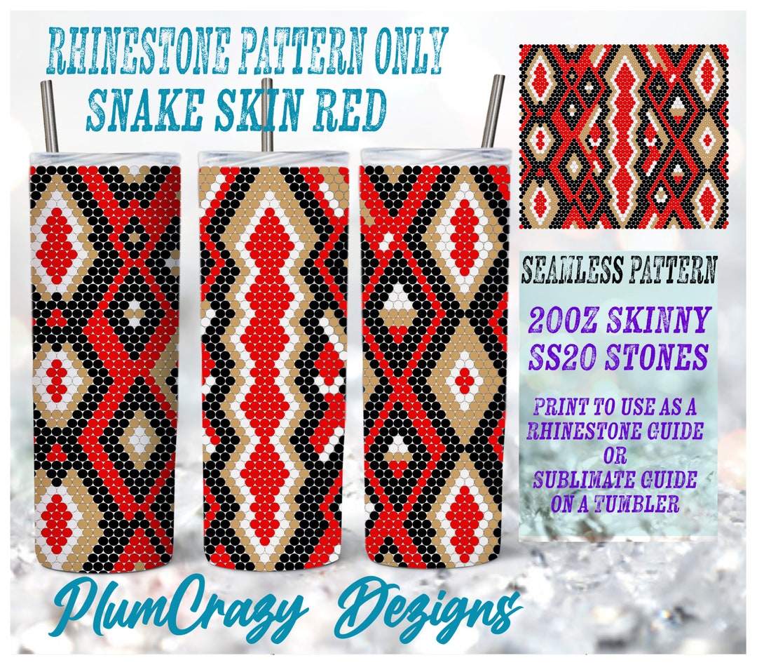 20ss 20oz Snakeskin Red Black Tan Seamless Rhinestone Pattern ...