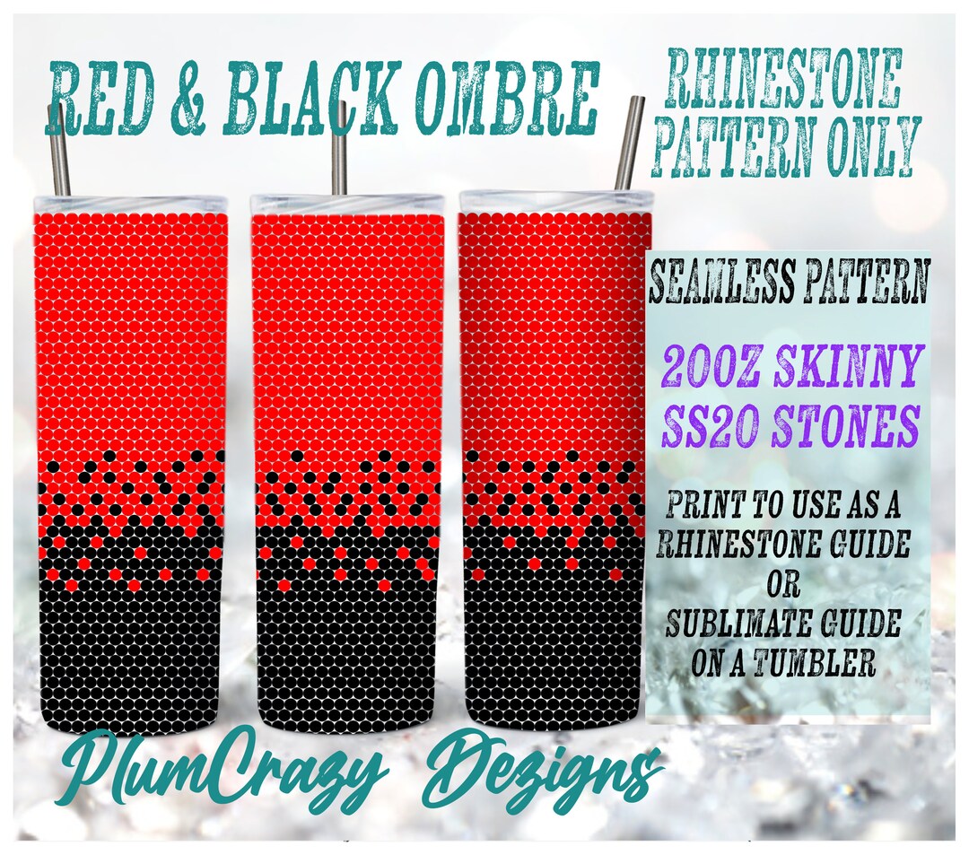 20oz 20ss Red and Black Ombre Seamless Rhinestone Pattern, Rhinestone ...