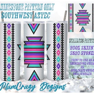 20ss 20oz Southwest Aztec Seamless Rhinestone Pattern, Rhinestone ...