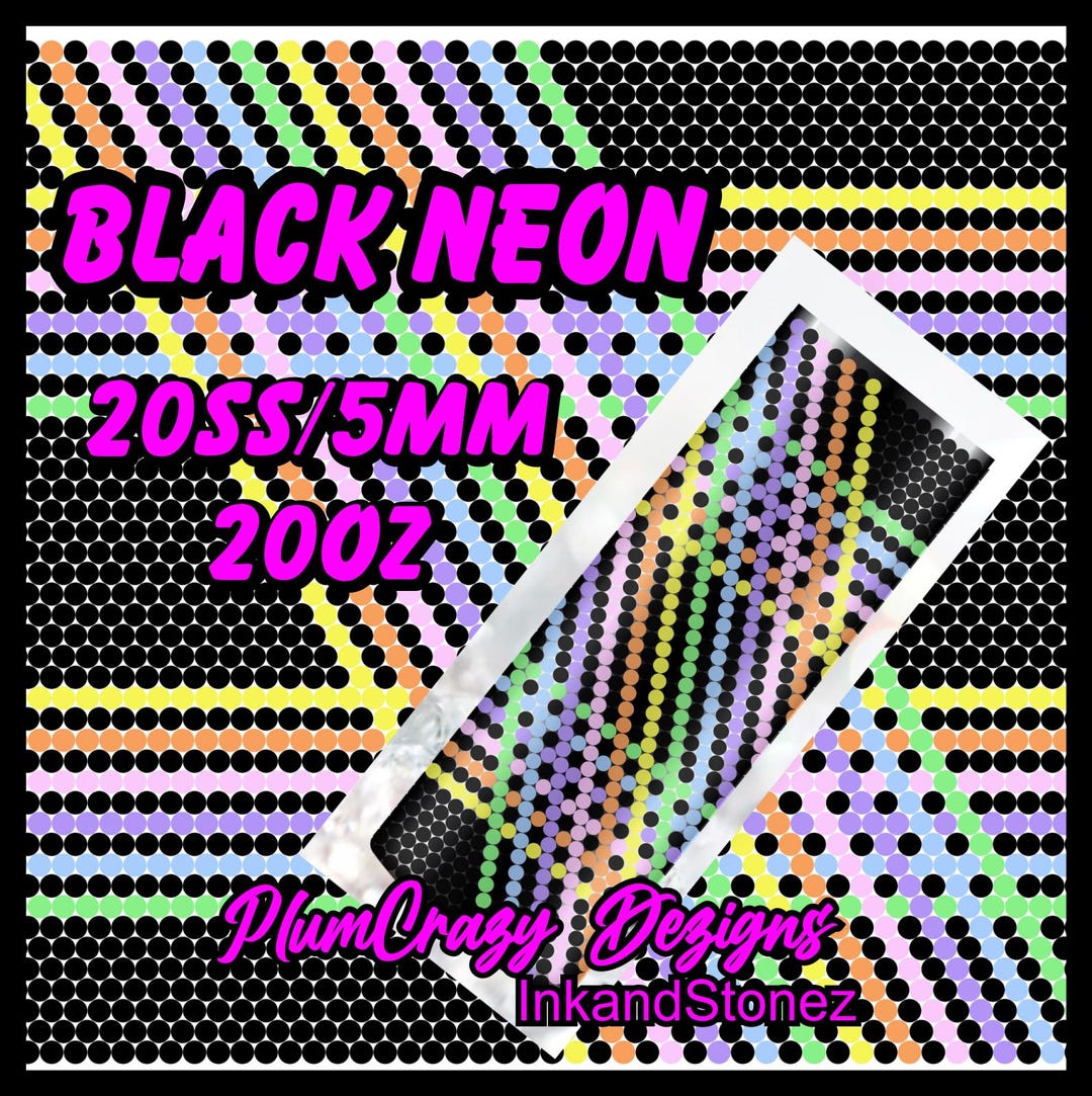 20oz 20ss Black Neon Rhinestone Template, Rhinestone Tumbler Pattern ...