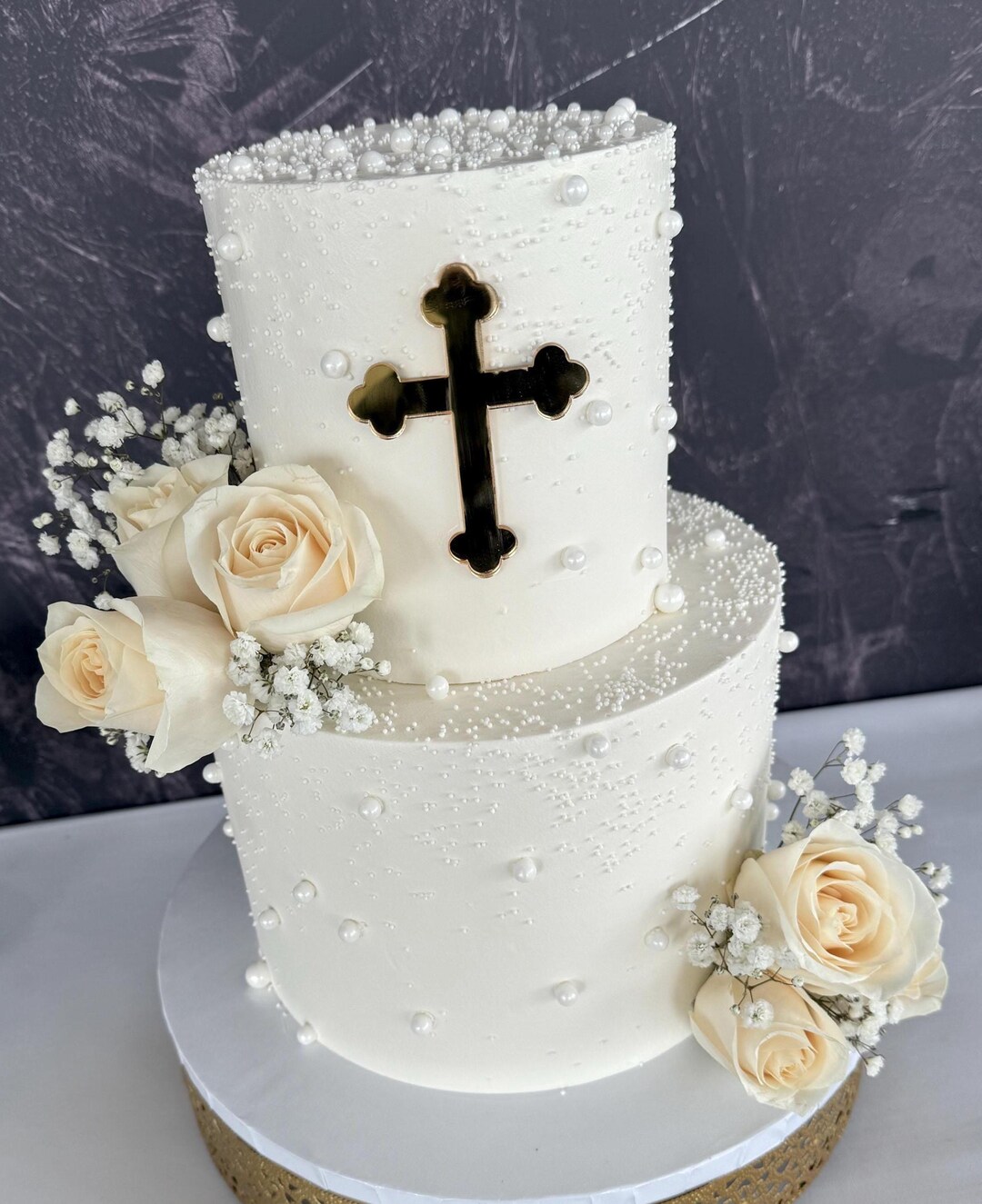 First Communion/baptism Fancy Cross Cake Charm or Topper - Etsy