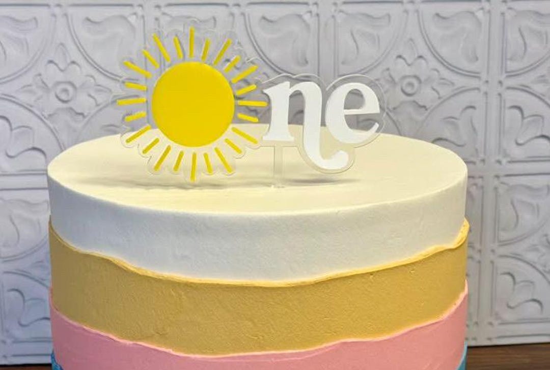 First Birthday Sun Cake Topper, One Happy Boy Topper, One Happy Girl ...