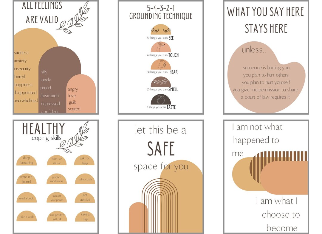 Boho Therapist Office Wall Decor Set of 7 | Therapy Posters ...