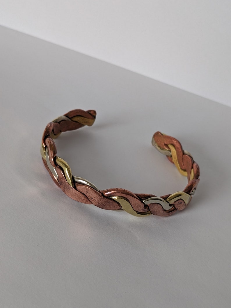 Copper Brass Steel Braided Cuff Bracelet Vintage Rugged Rustic Health ...