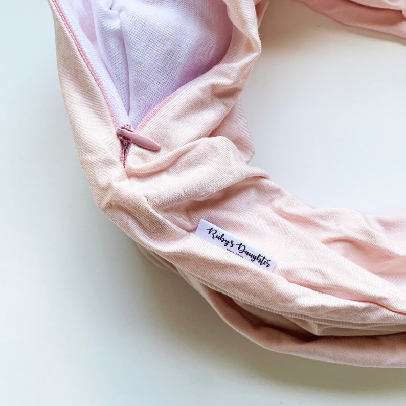 Soft Pink Bamboo and Spandex Infinity Scarf With Hidden Zipper Pocket ...