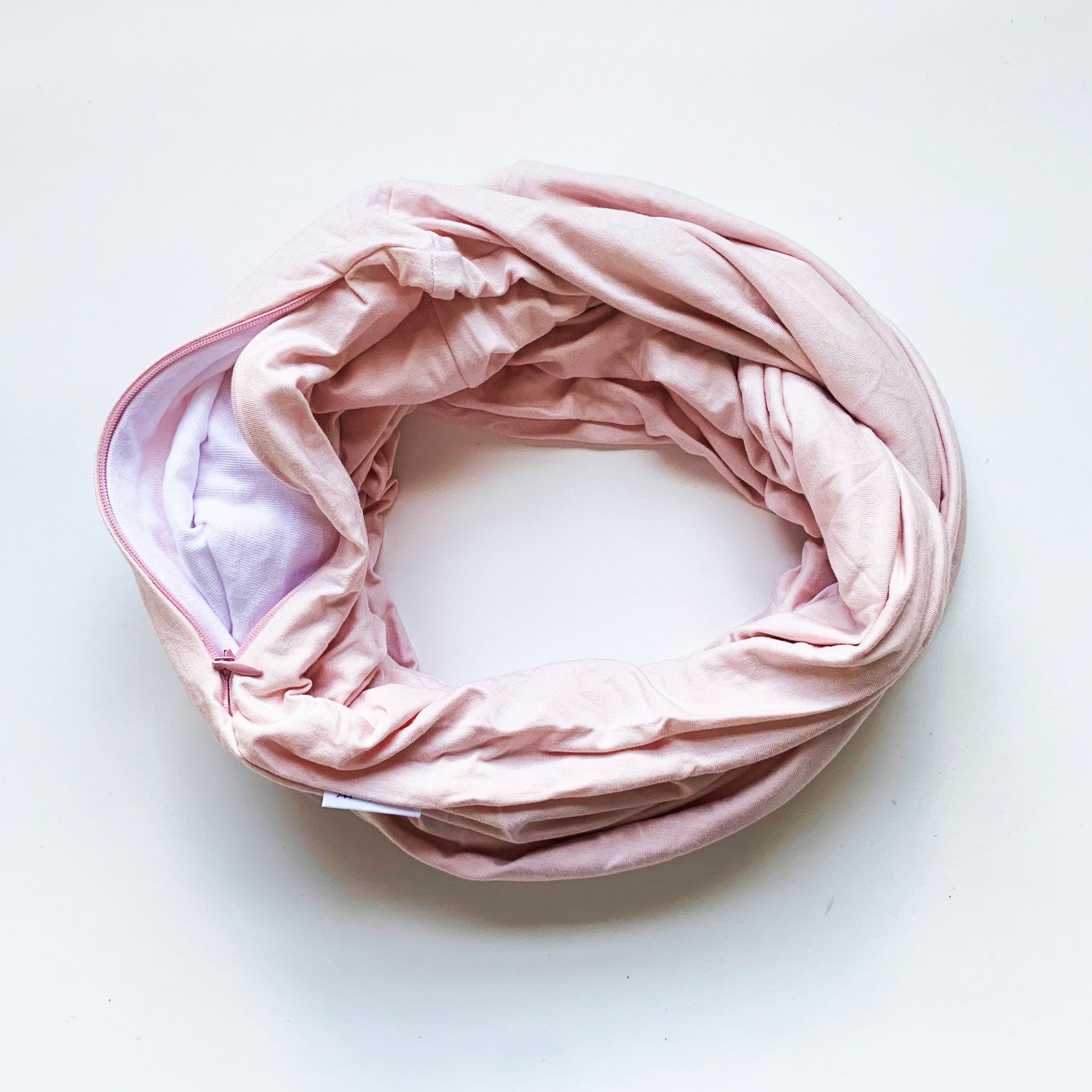 Soft Pink Bamboo and Spandex Infinity Scarf With Hidden Zipper Pocket ...