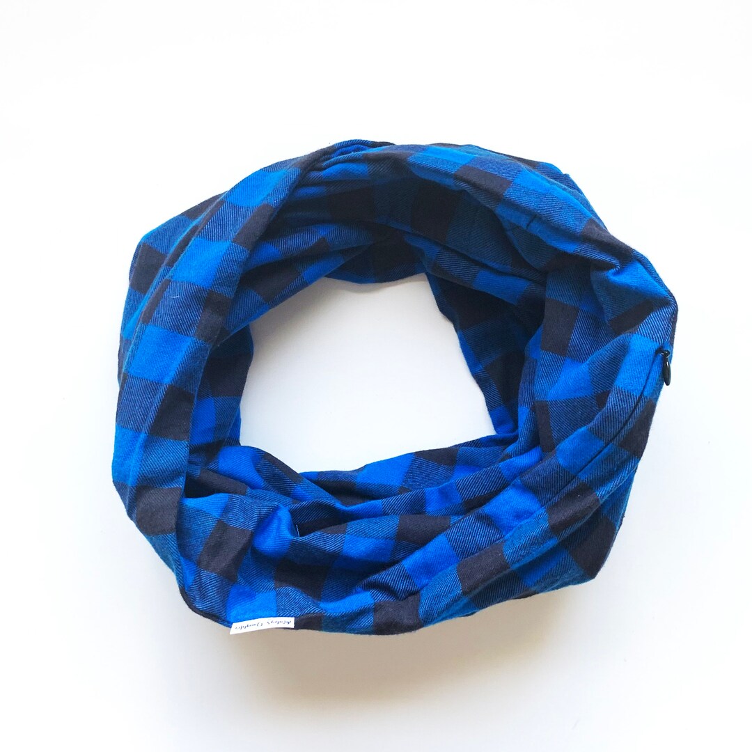 Buffalo Check Infinity Scarf With Hidden Zipper Pocket - Etsy