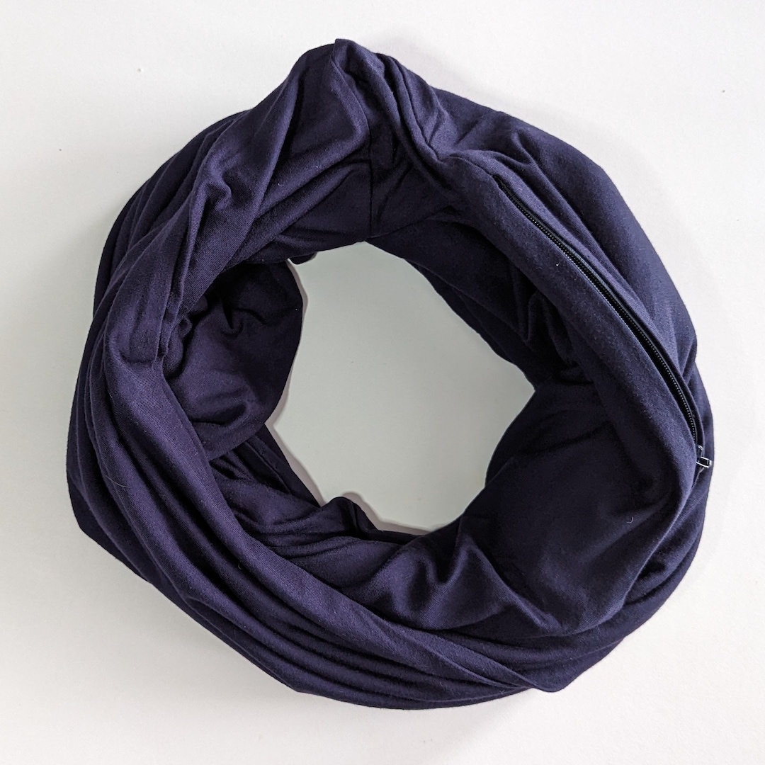 Navy Scarf With Hidden Security Pocket for Valuables. Modal Spandex ...